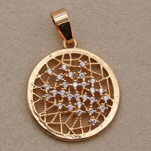 Jewelry | 18k Yellow Gold Filled Carved Web Diamond Zircon Necklace ...
